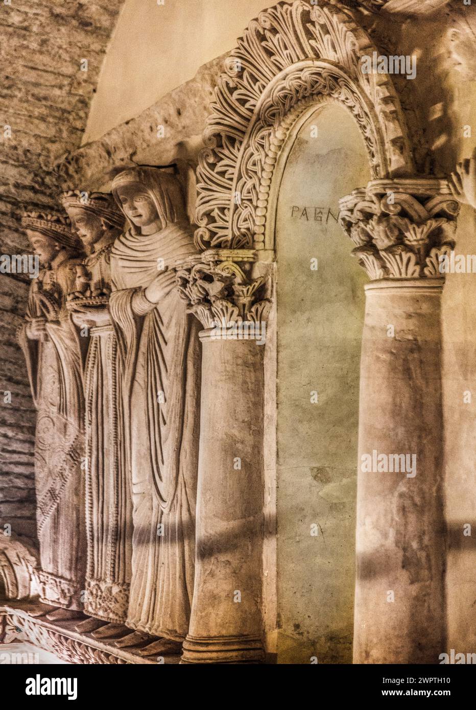 Tempietto Lombardo with medieval, Byzantine-influenced stucco ...