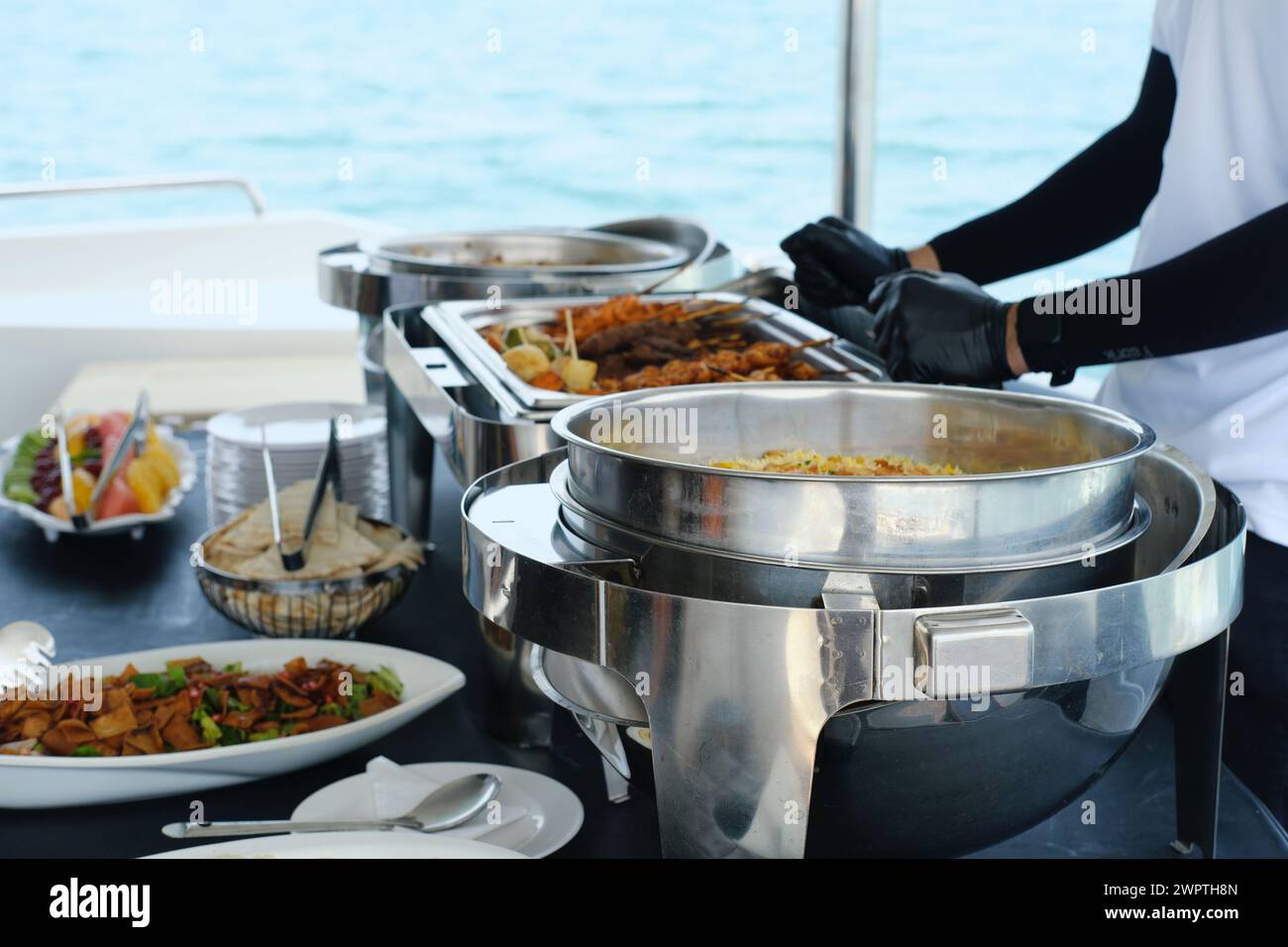 Elegant Yacht Buffet with a Sea View Stock Photo - Alamy