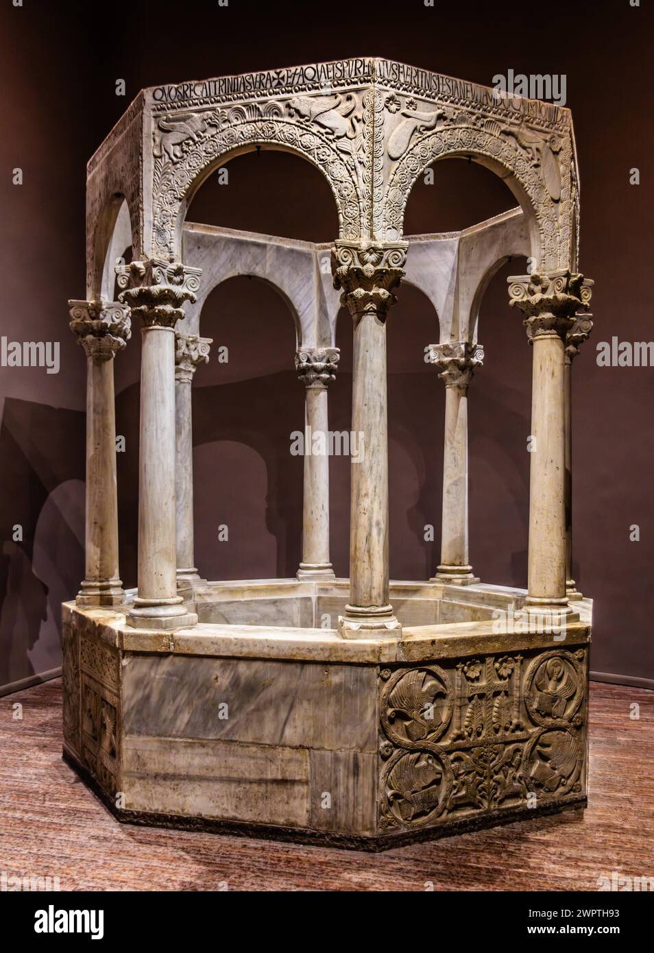 Baptismal font of Callixtus, Museo Cristiano with masterpieces of ...