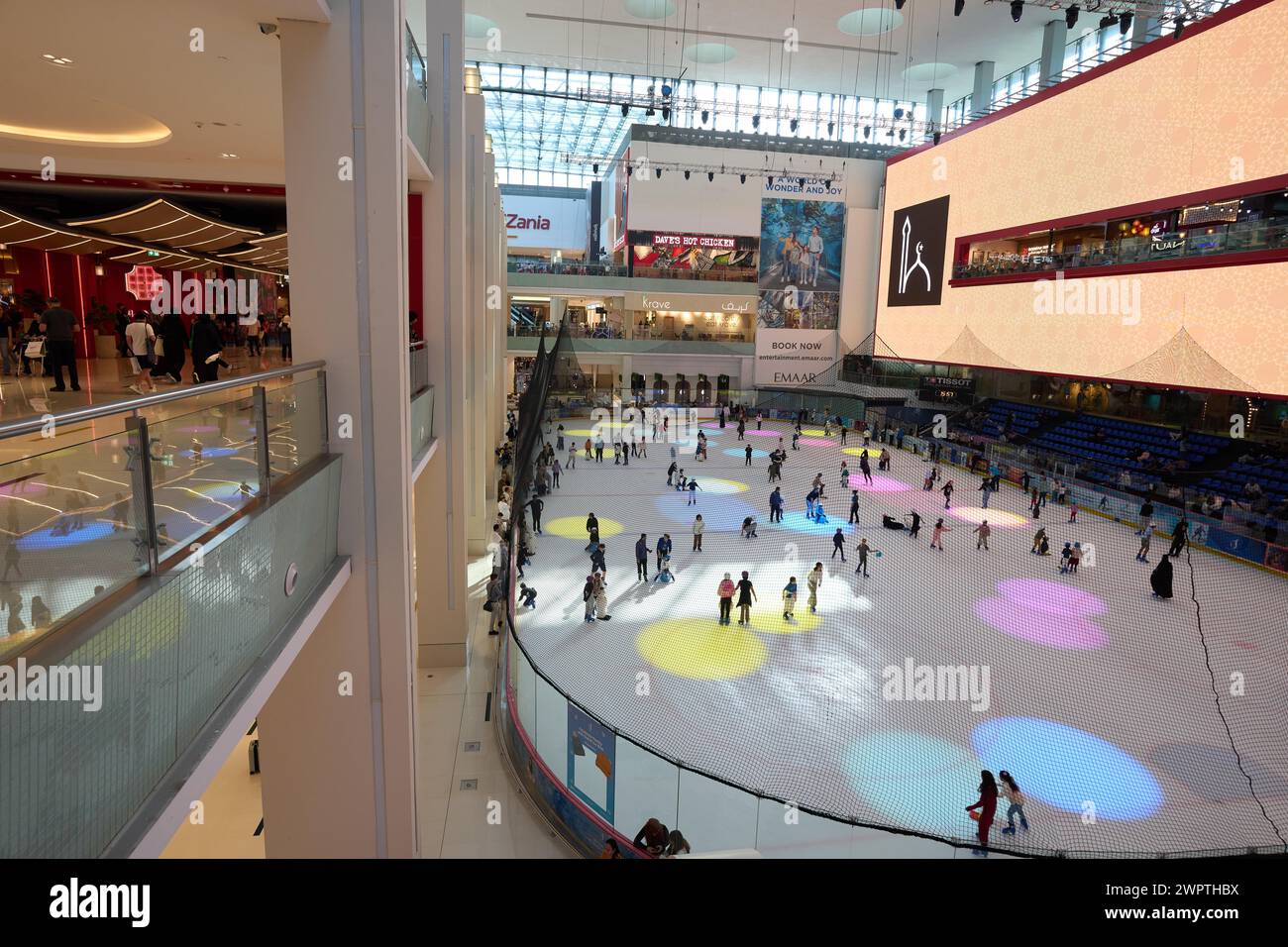 Ice skating rink in the Dubai Mall shopping centre. The largest mall in ...
