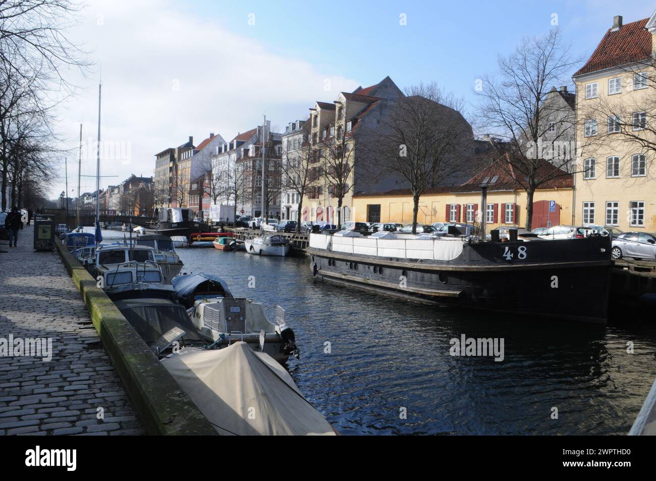 Copenhagen, Denmark /09 March 024/.Boats in christianshavn canal on ...