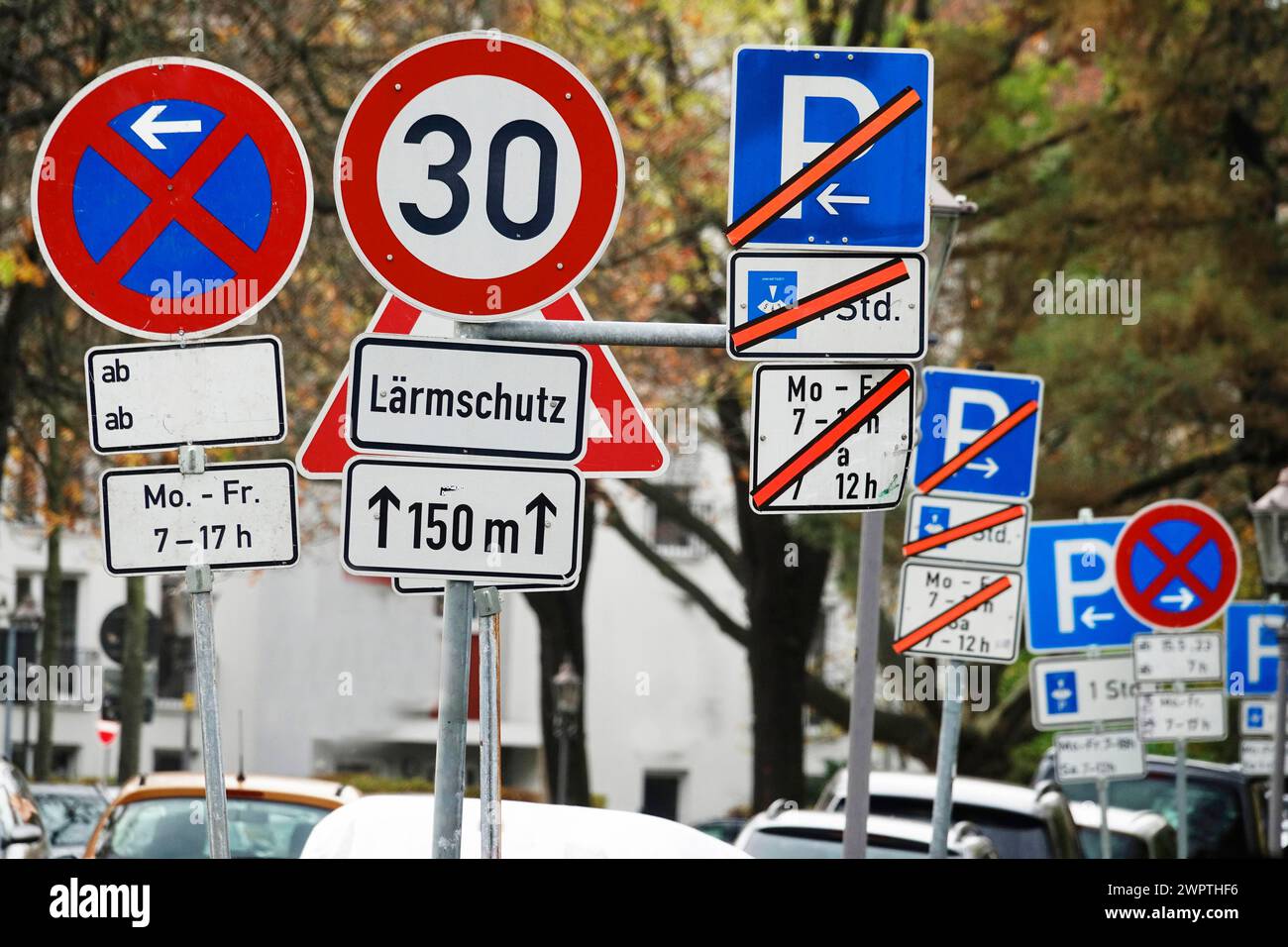 Confusing traffic, signage in a big city, Germany Stock Photo - Alamy