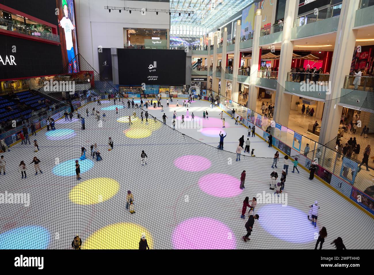 Ice skating rink in the Dubai Mall shopping centre. The largest mall in ...