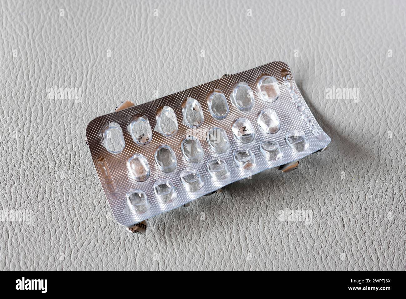 Symbolic image of medication misuse, empty blister pack Stock Photo - Alamy