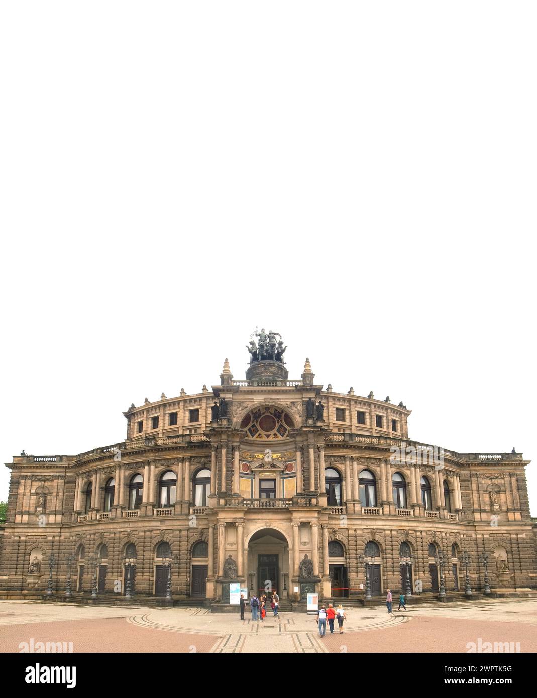 The famous Semper Opera House in Dresden, Germany on a white background ...