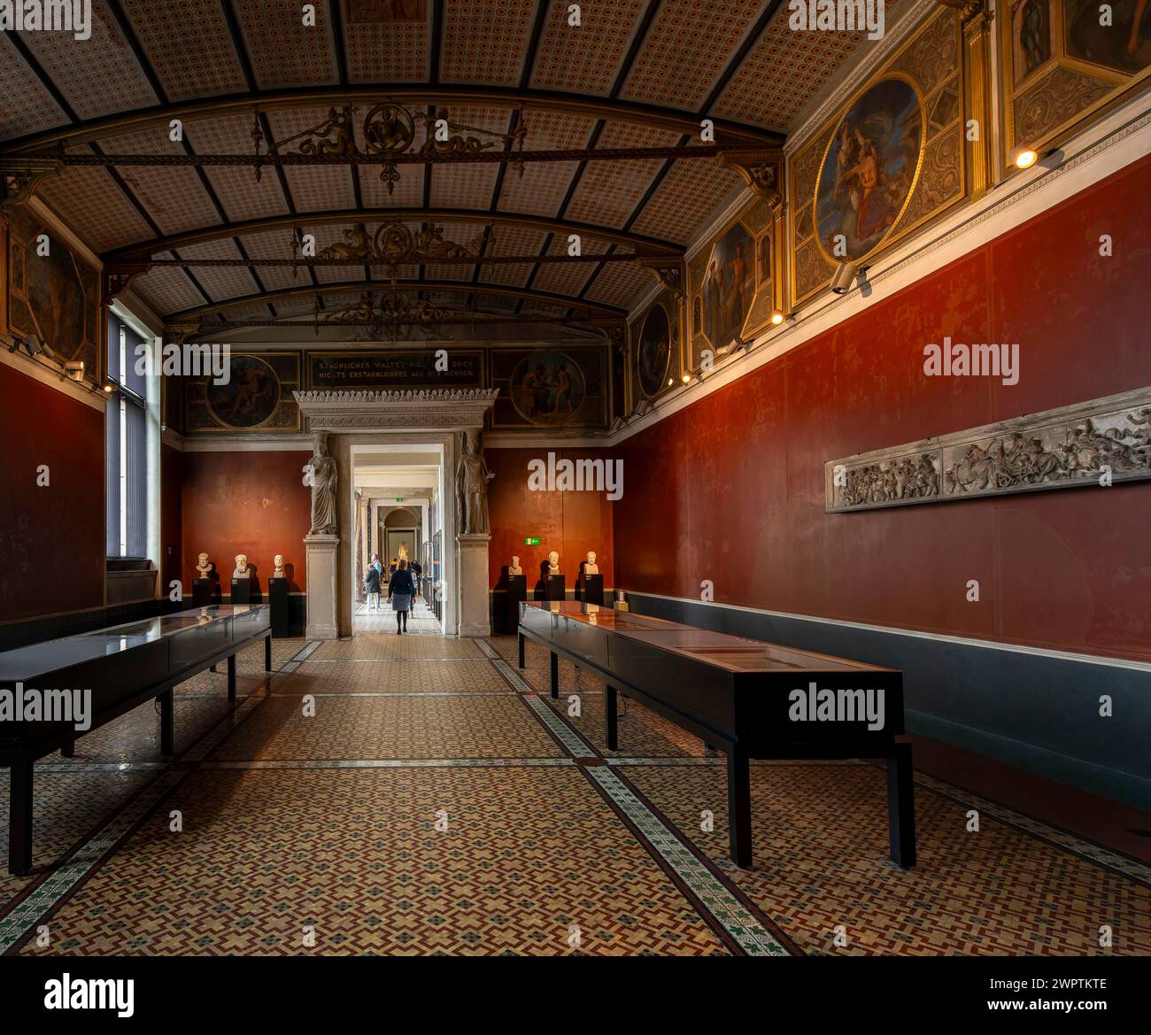 Exhibits and display cases, exhibition rooms in the Neues Museum ...