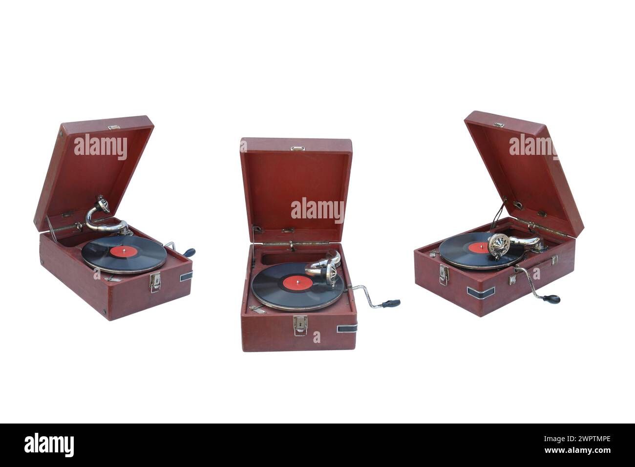 Vintage gramophone isolated on white Stock Photo - Alamy