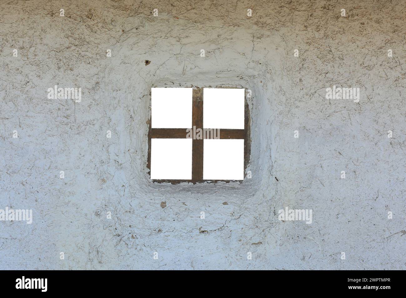 old wooden window frame isolated in white Stock Photo - Alamy