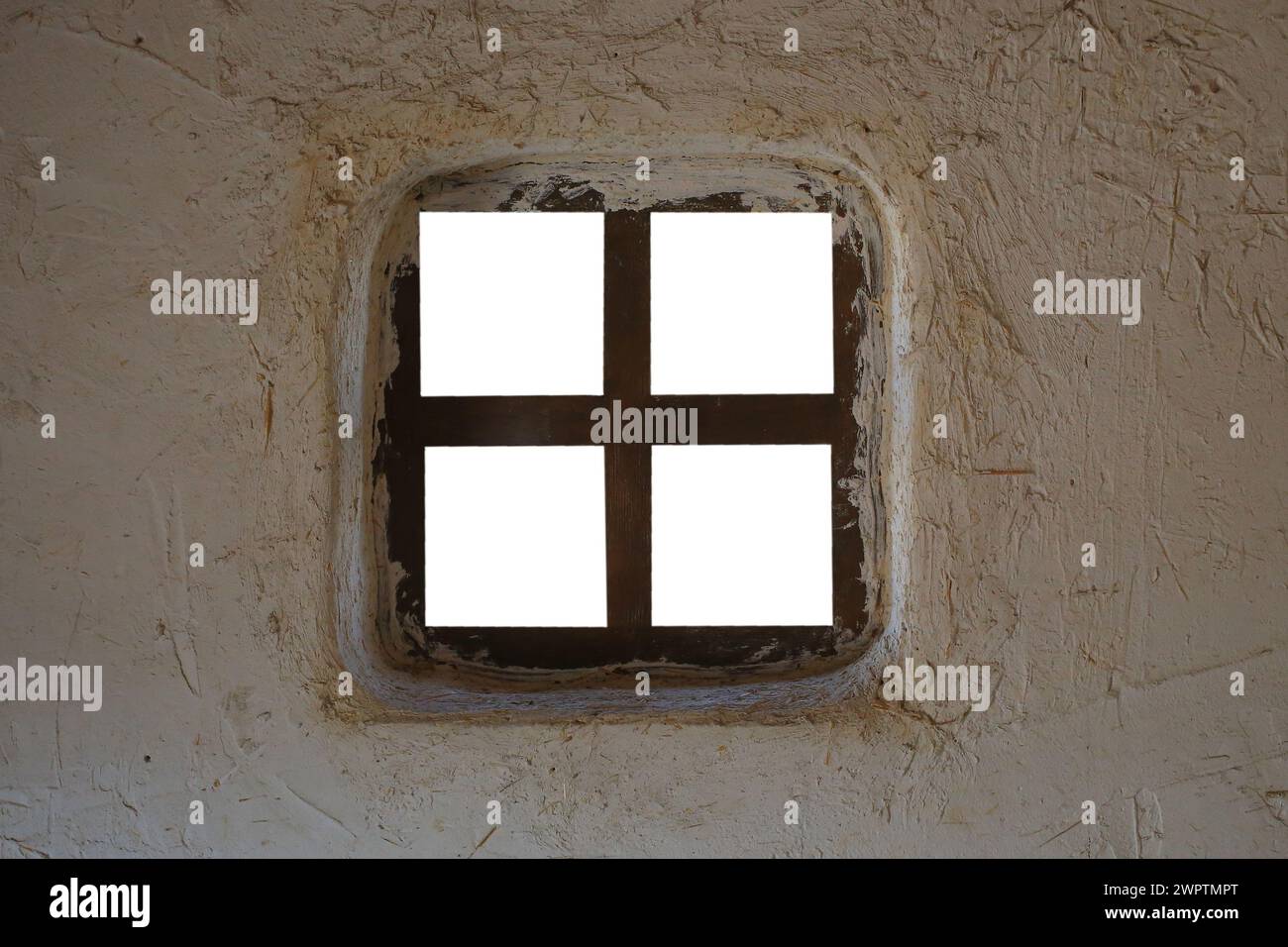 old wooden window frame isolated in white Stock Photo - Alamy