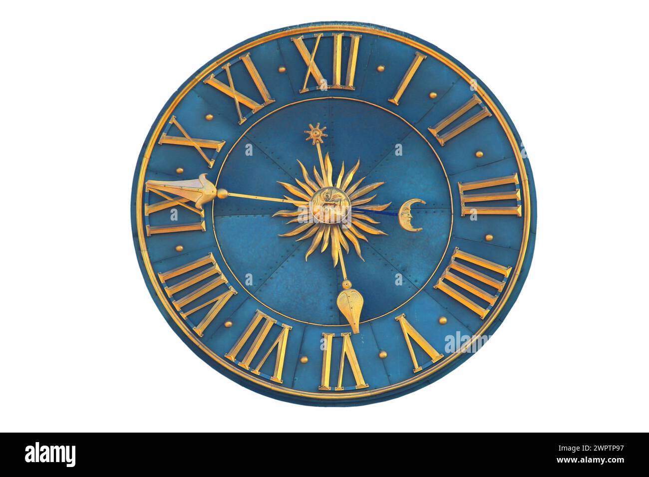 Medieval clock isolated on a white background Stock Photo - Alamy