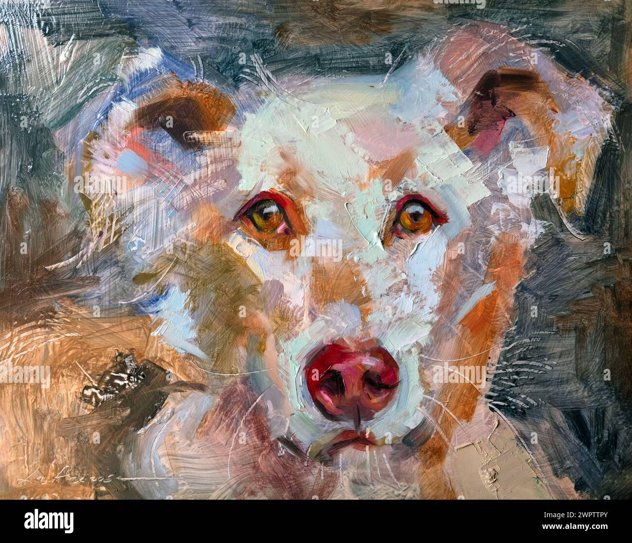 Realistic over abstract. Dog pet portrait traditional painting on a ...