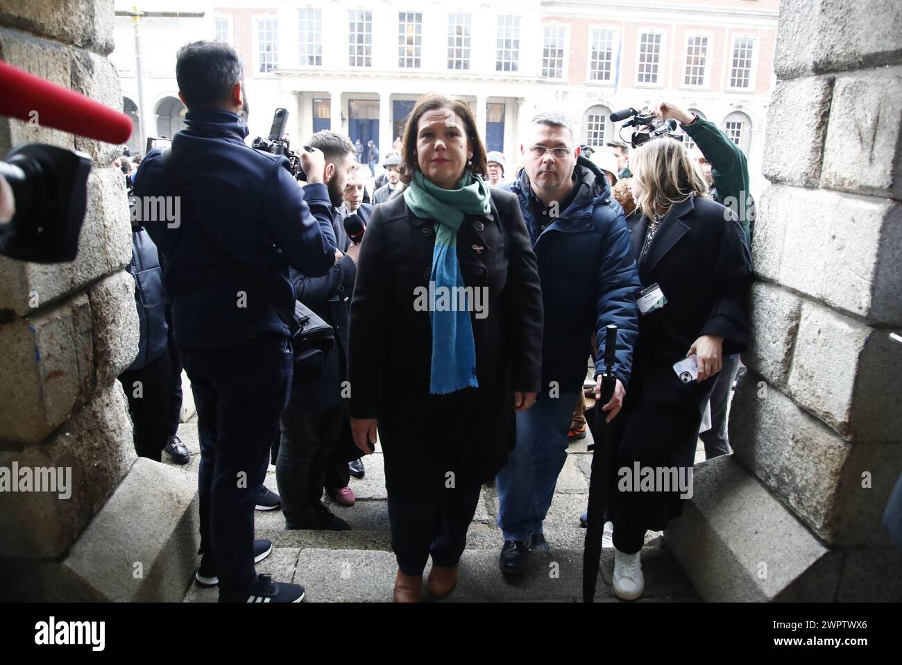 Sinn Fein President Mary Lou McDonald arriving at Dublin Castle as ...
