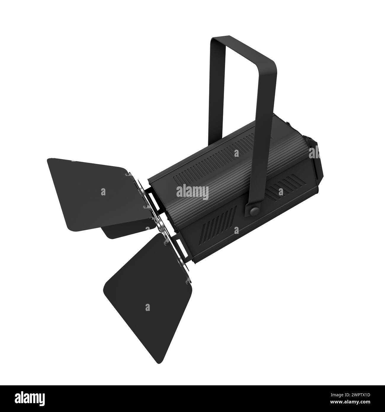 Black Stage Light with Barn Doors Side View Stock Photo - Alamy