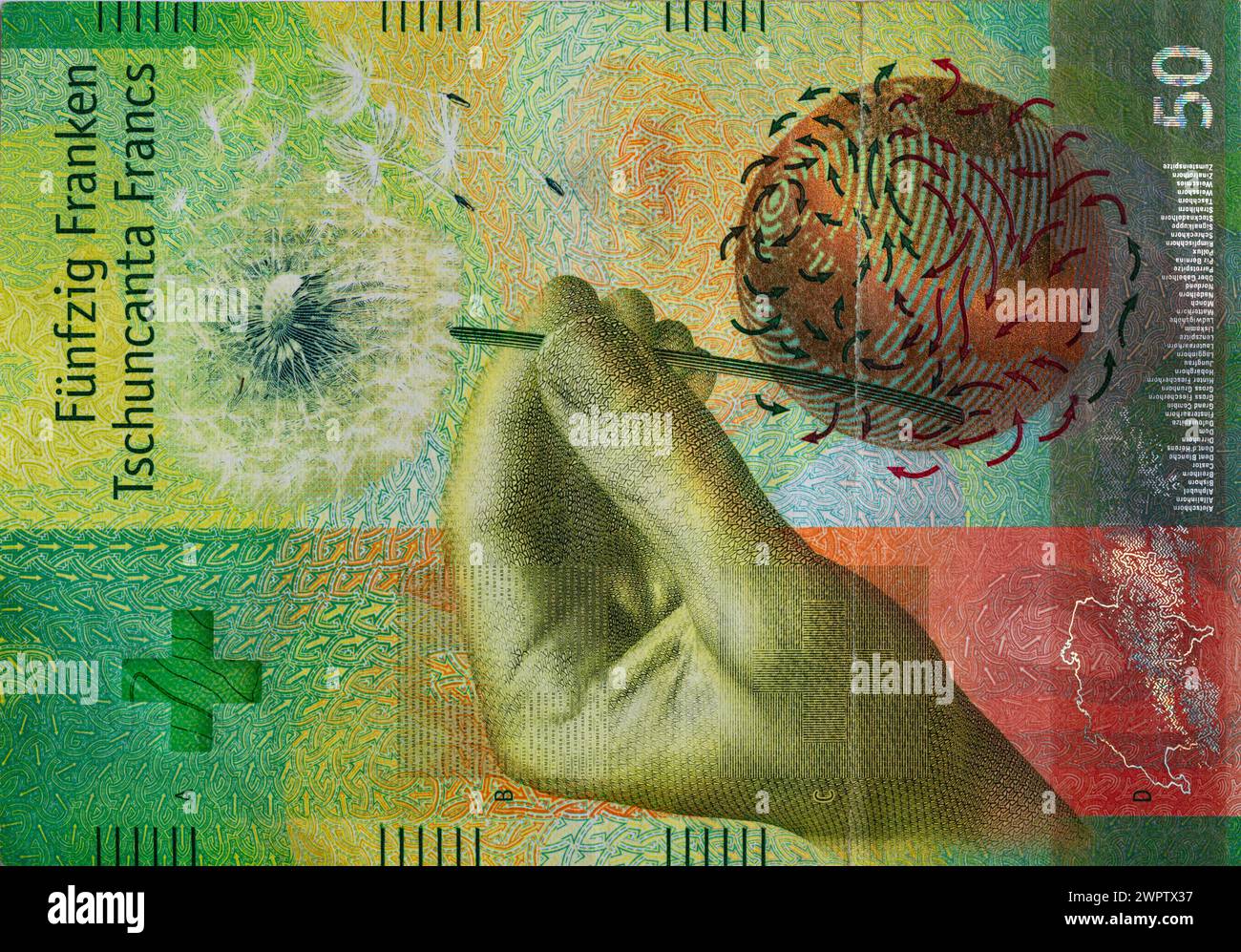 Closeup of 50 Swiss franc banknote for design purpose Stock Photo - Alamy