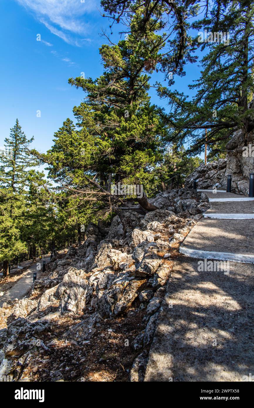 Long climb up the stairs to Tsambika Monastery, pilgrimage site for ...