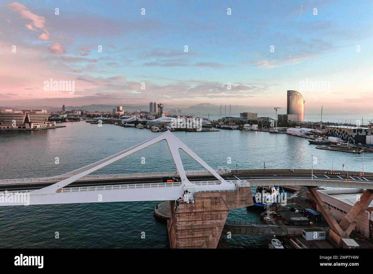 Barcelona, Spain - December 1, 2023: Panoramic view of cargo port in ...