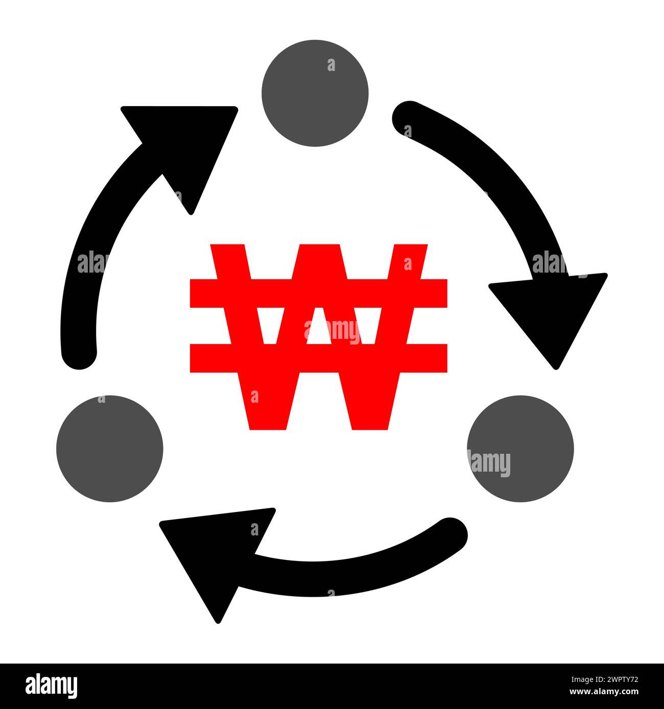 Won money change icon, trade cash information web symbol, convert sign ...