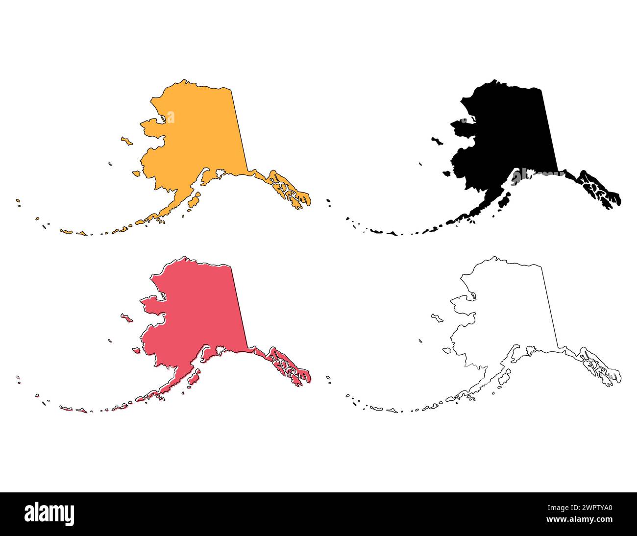 Set of Alaska map, united states of america. Flat concept icon vector ...