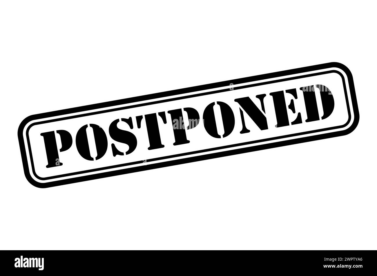 Postponed stamp symbol, label sticker sign button, text banner vector illustration Stock Vector ...