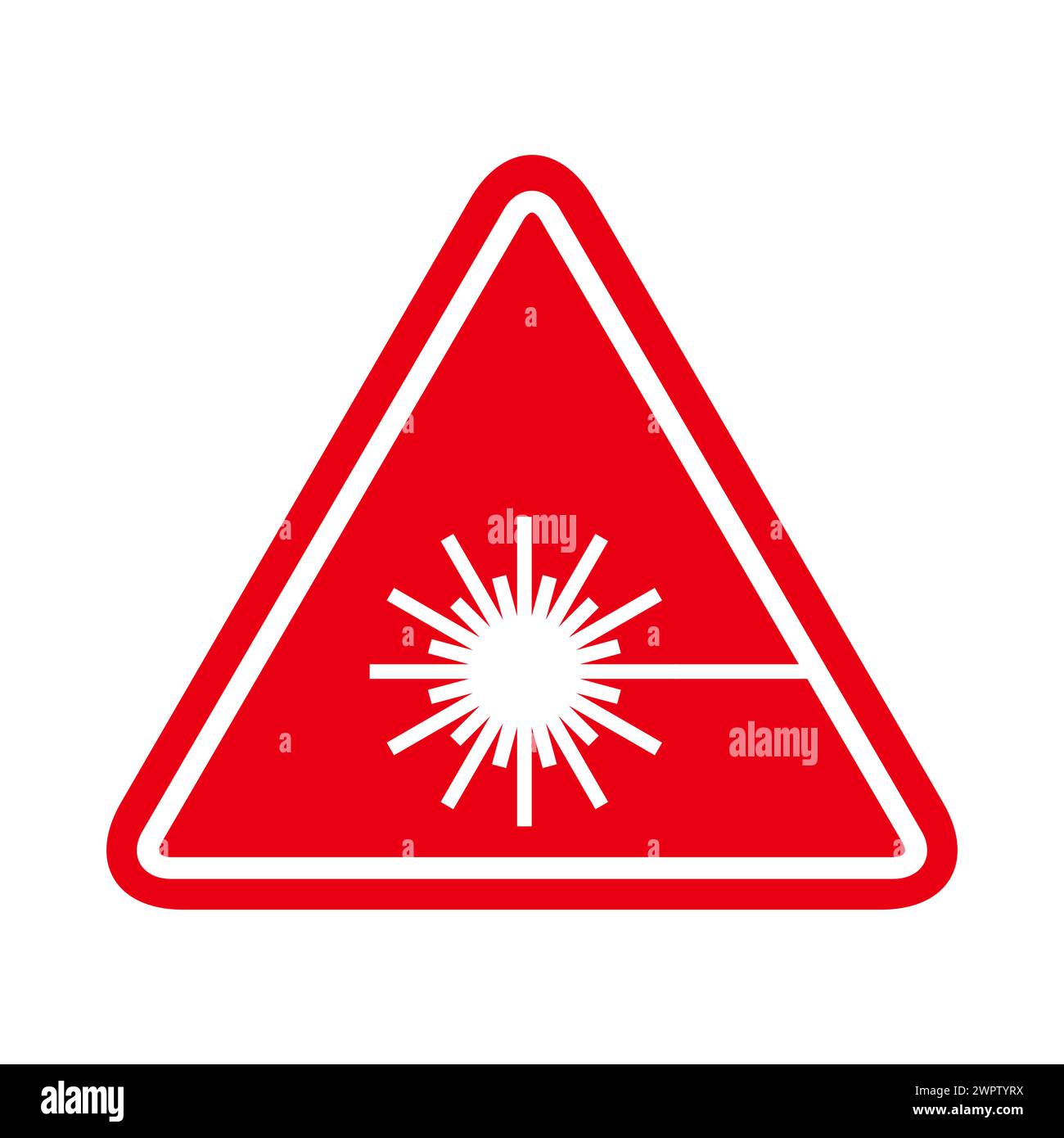 Laser radiation danger label icon, safety protection information symbol ...