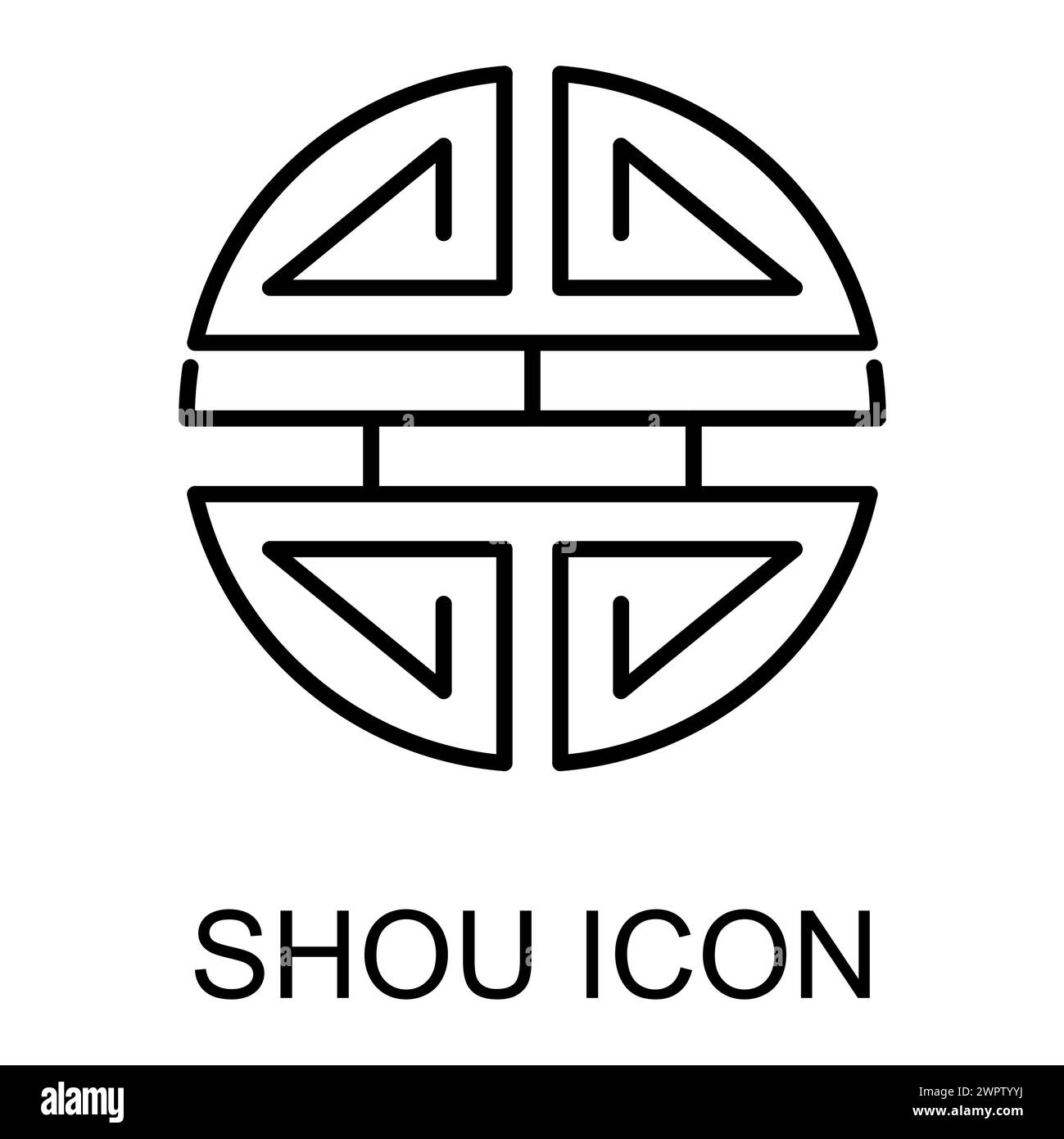 Traditional shou icon, spiritual isolated shu flat symbol, asian vector ...