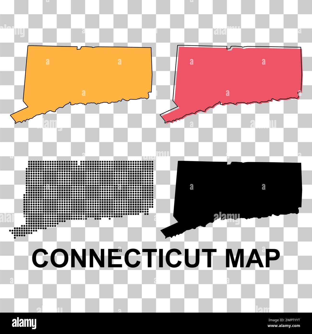 Set of Connecticut map, united states of america. Flat concept icon ...