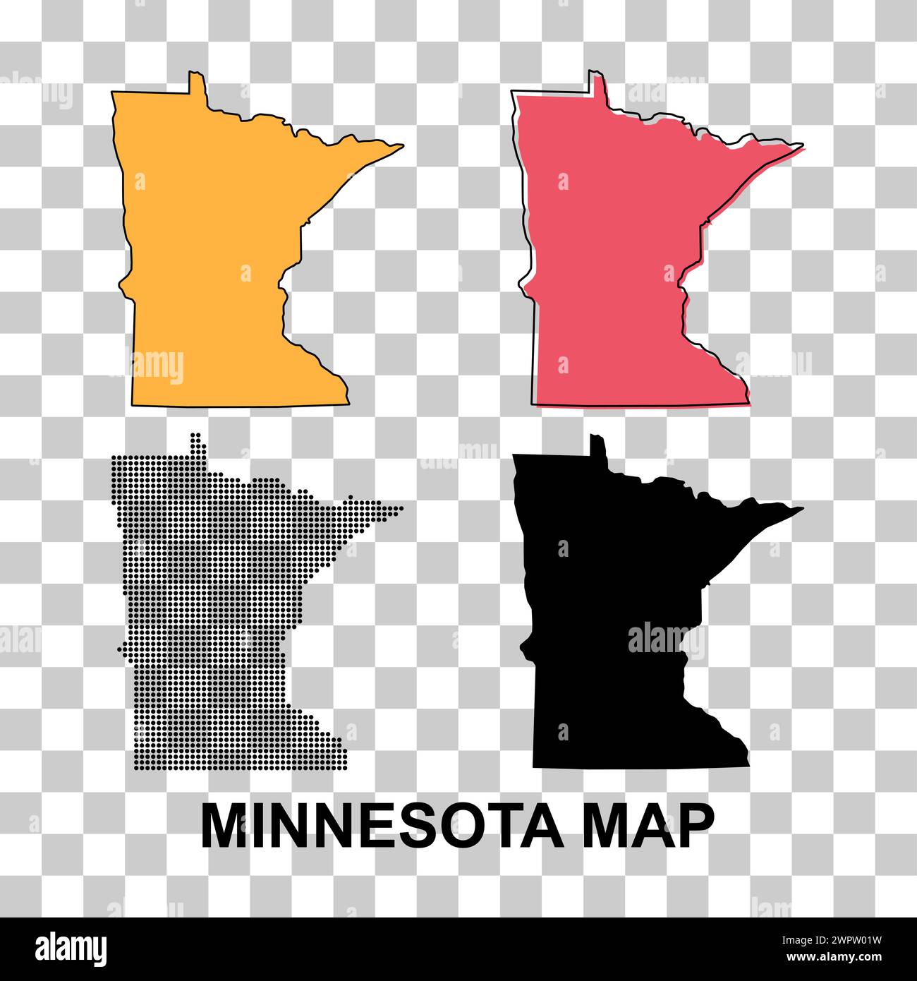 Set of Minnesota map, united states of america. Flat concept symbol ...