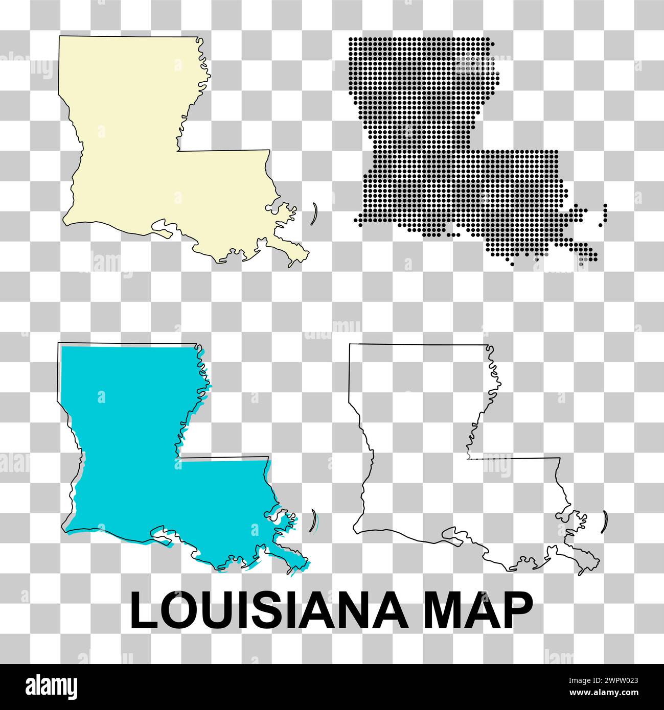 Set of Louisiana map, united states of america. Flat concept icon ...