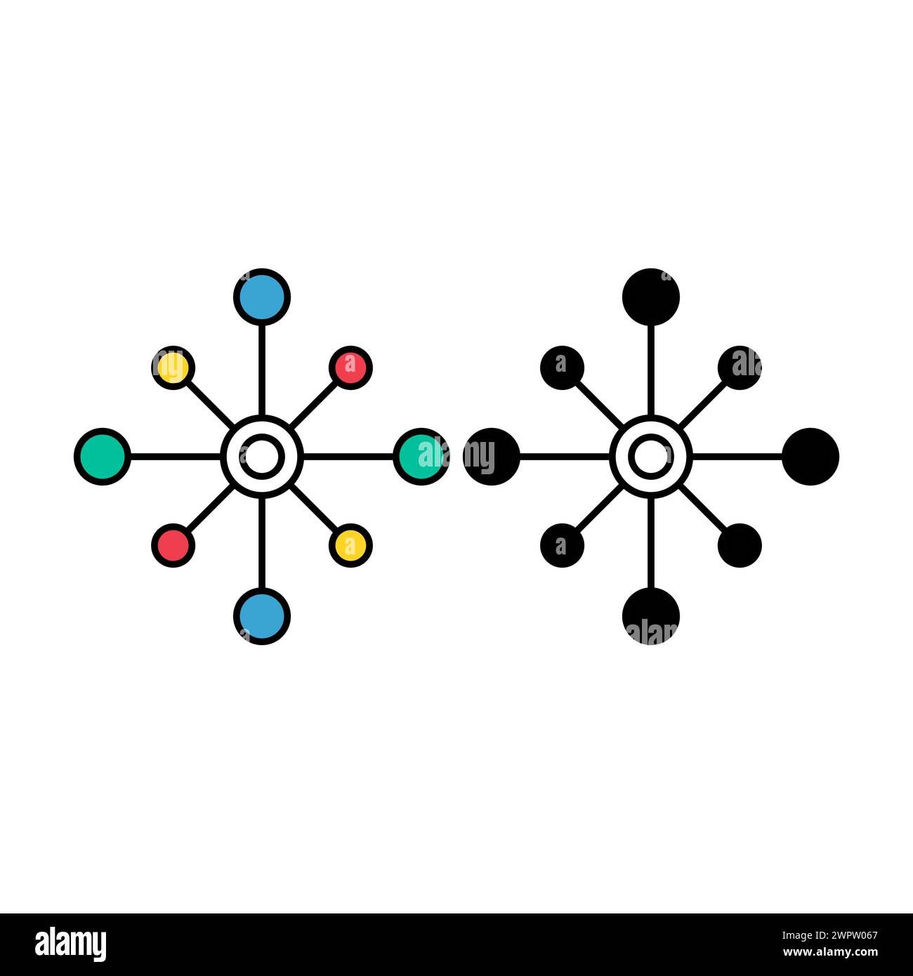 Set of Multichannel digital design icon, omnichannel flat web symbol ...