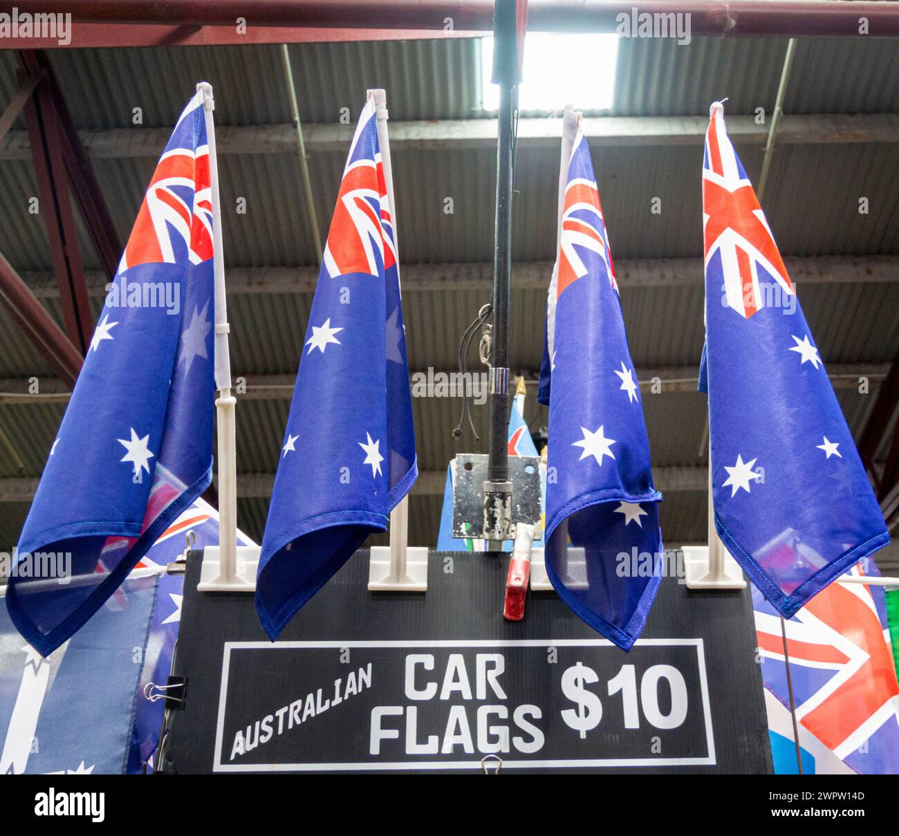 Display of Australian car flags on a market stall Stock Photo - Alamy