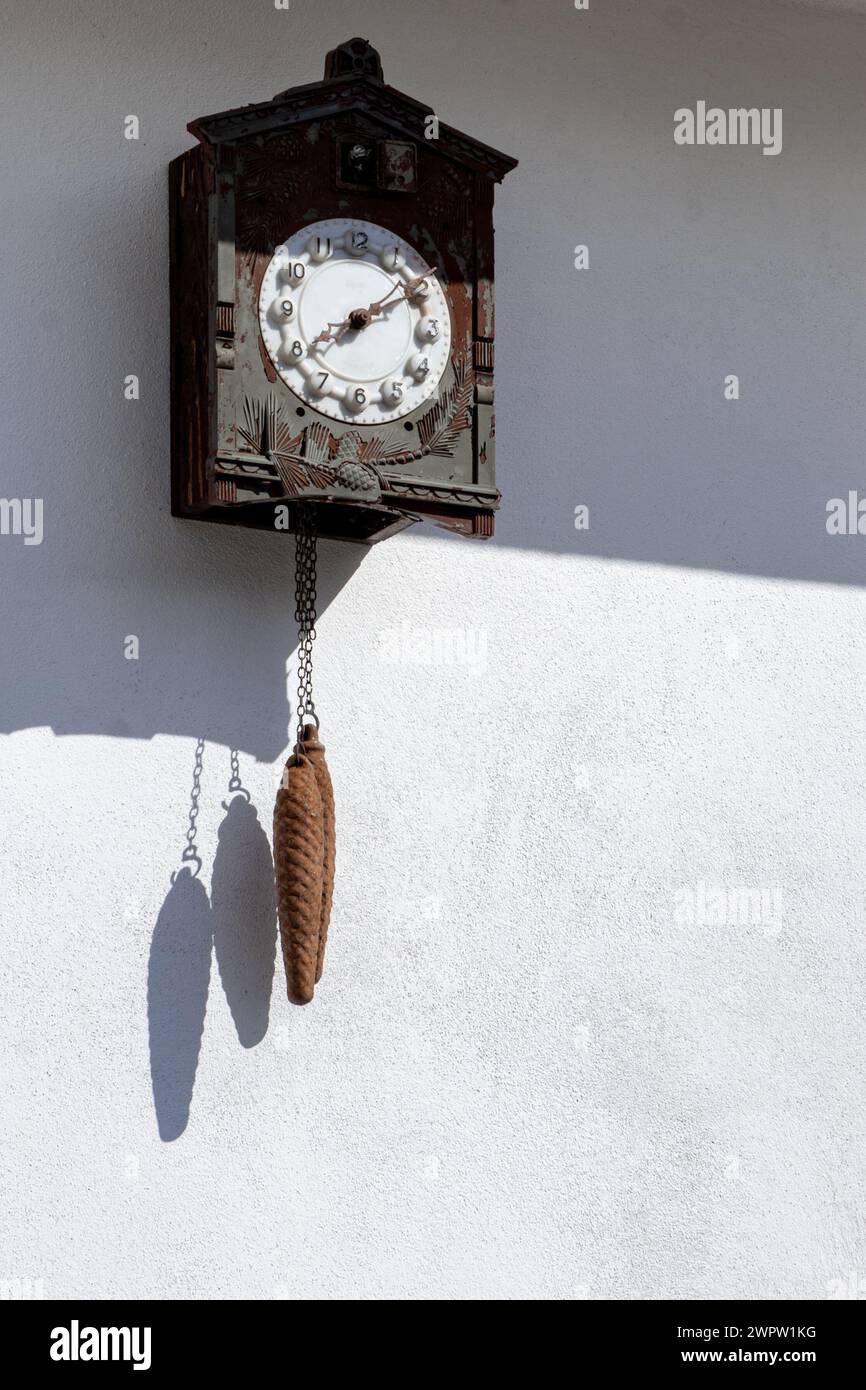 Old rustic clock on wall Stock Photo - Alamy