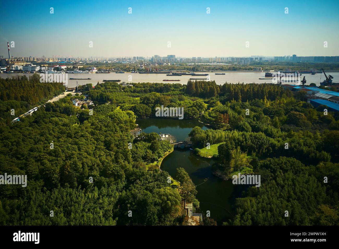 top view of the Japanese garden with a pagoda Stock Photo - Alamy