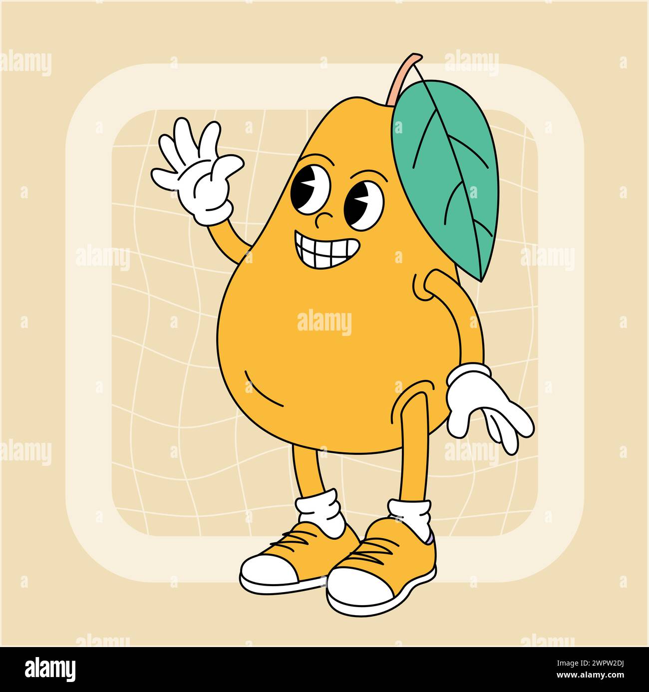 Cartoon groovy pear fruit Stock Vector Images - Alamy