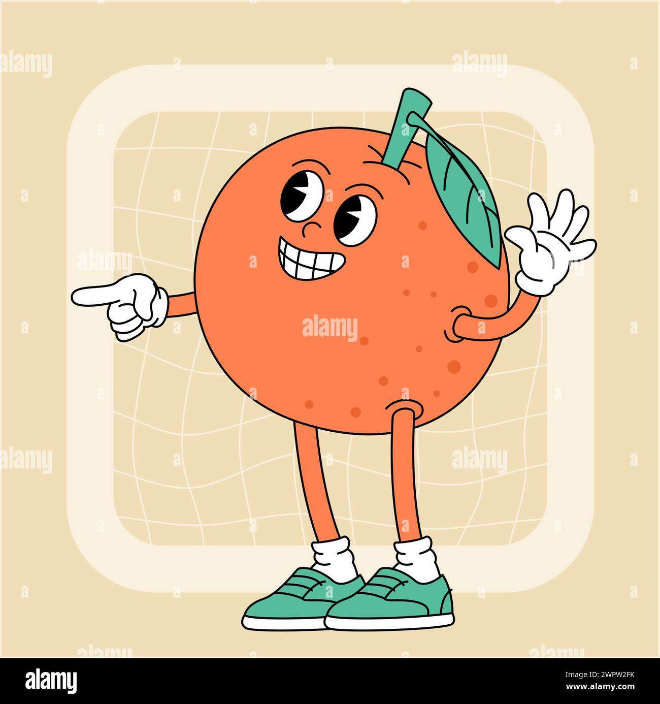 Vintage groovy orange character Stock Vector Image & Art - Alamy