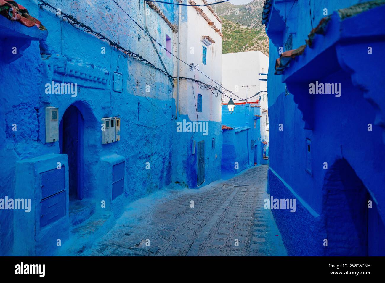 Chefchaouen blue town street in Morocco Stock Photo - Alamy