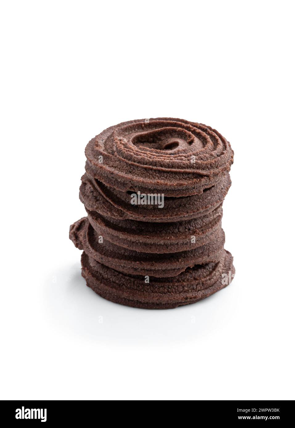 Stack of butter chocolate biscuits isolated on white Stock Photo - Alamy