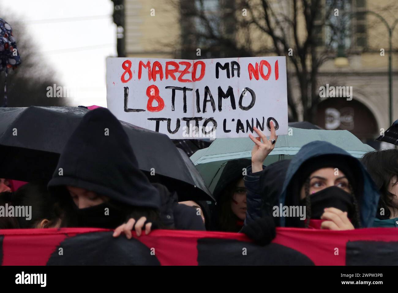Torino, Italy. 08th Mar, 2024. Demonstration in Turin against ...