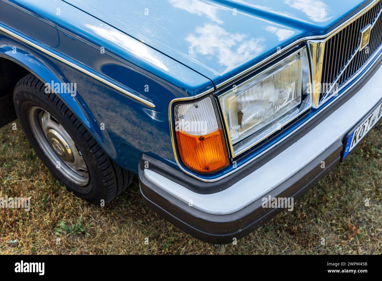 LINTHE, GERMANY - MAY 27, 2023: The fragment of executive car Volvo 244 ...
