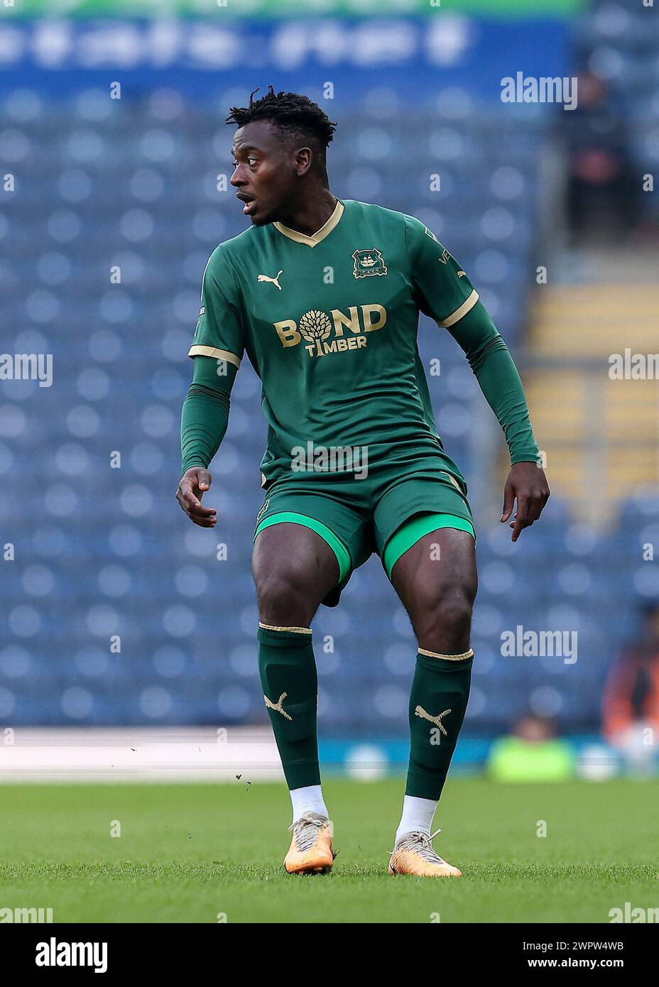 Mustapha Bundu of Plymouth Argyle in action during the Sky Bet ...