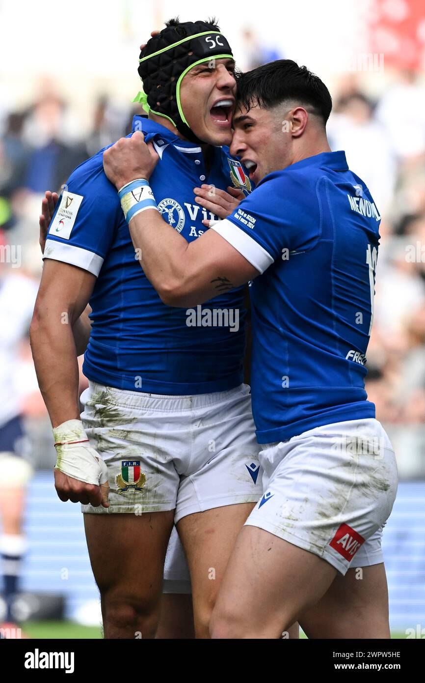Rome, Italia. 09th Mar, 2024. Juan Ignacio Brex of Italy celebrates ...
