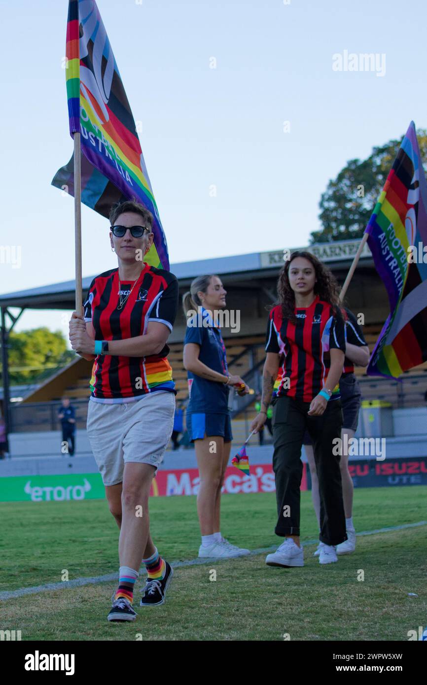 Sydney, Australia. 09th Mar, 2024. The Flying Bats FC walk on to pitch ...