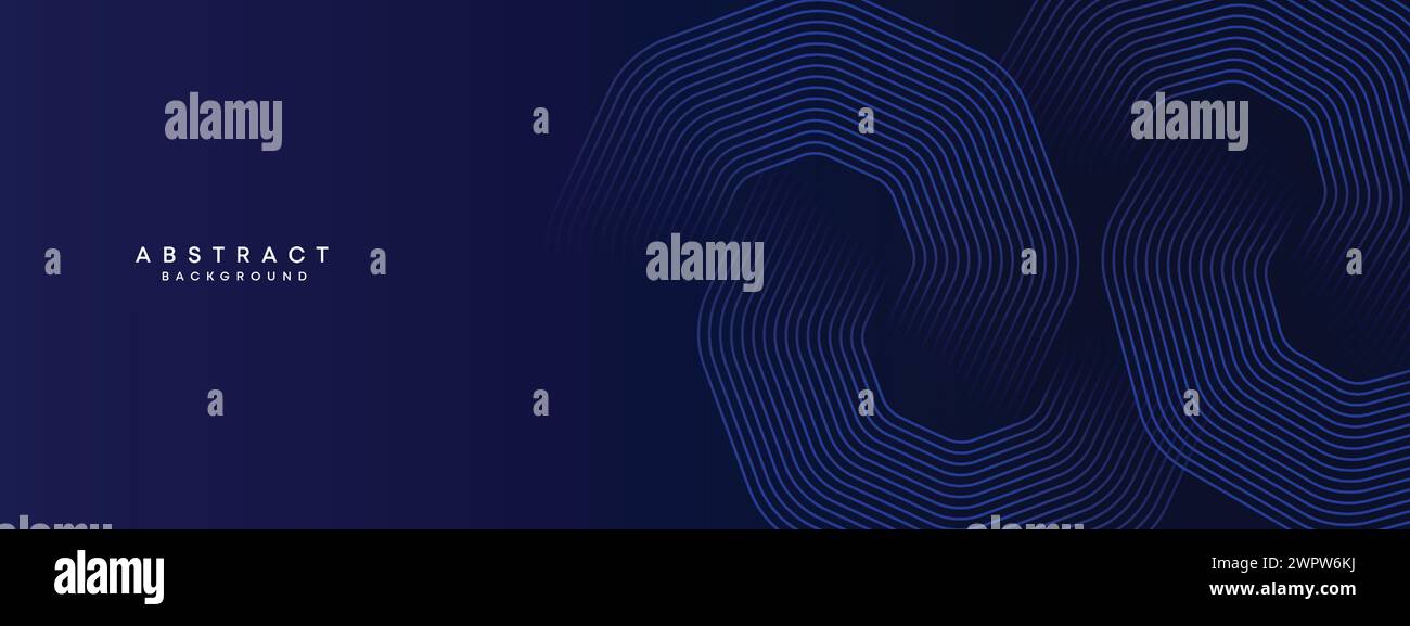 Abstract Dark Navy Blue Waving circles lines Technology banner ...