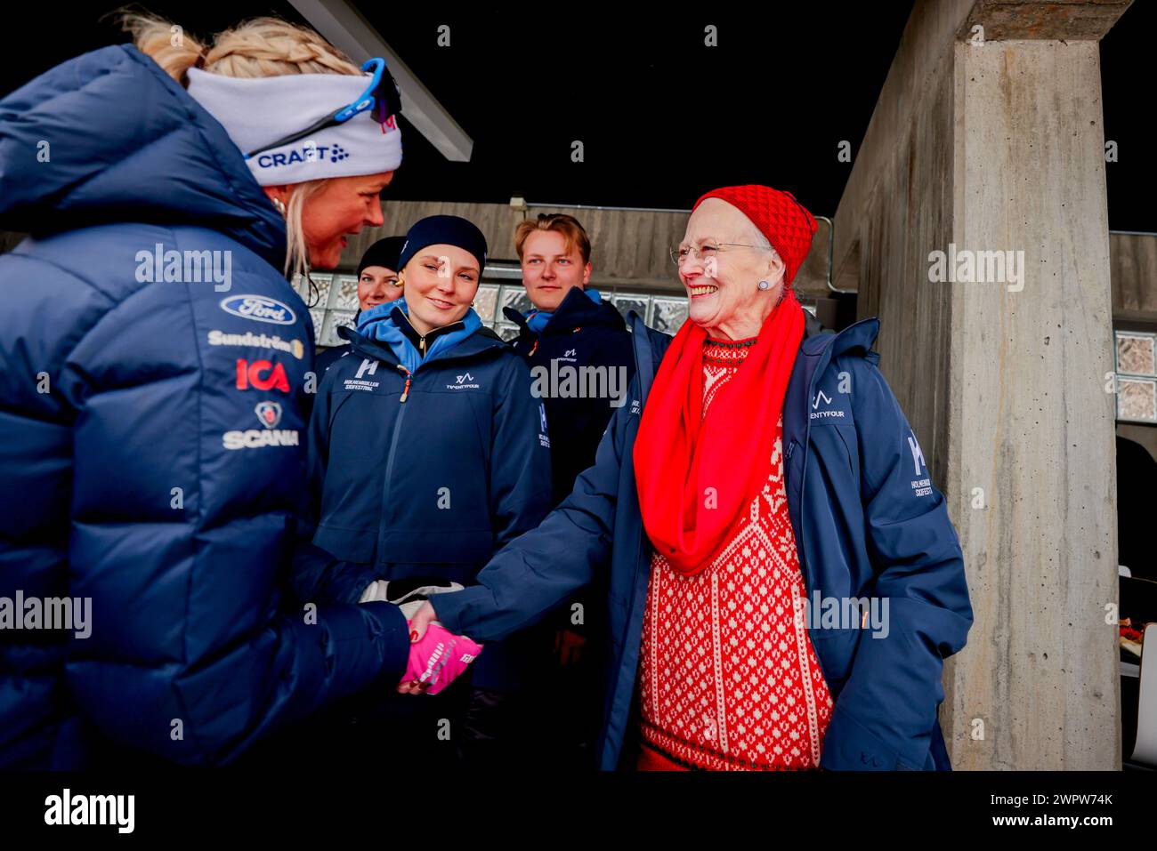 Oslo 20240309.Winner Frida Karlsson from Sweden greets Princess Ingrid ...