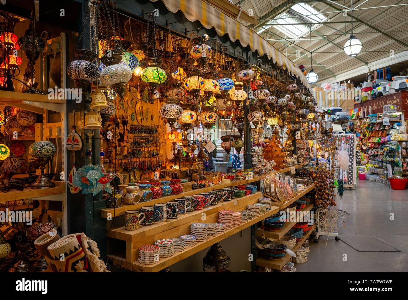The Bath Bazaar in Bath indoor market, Bath, Somerset, UK Stock Photo ...