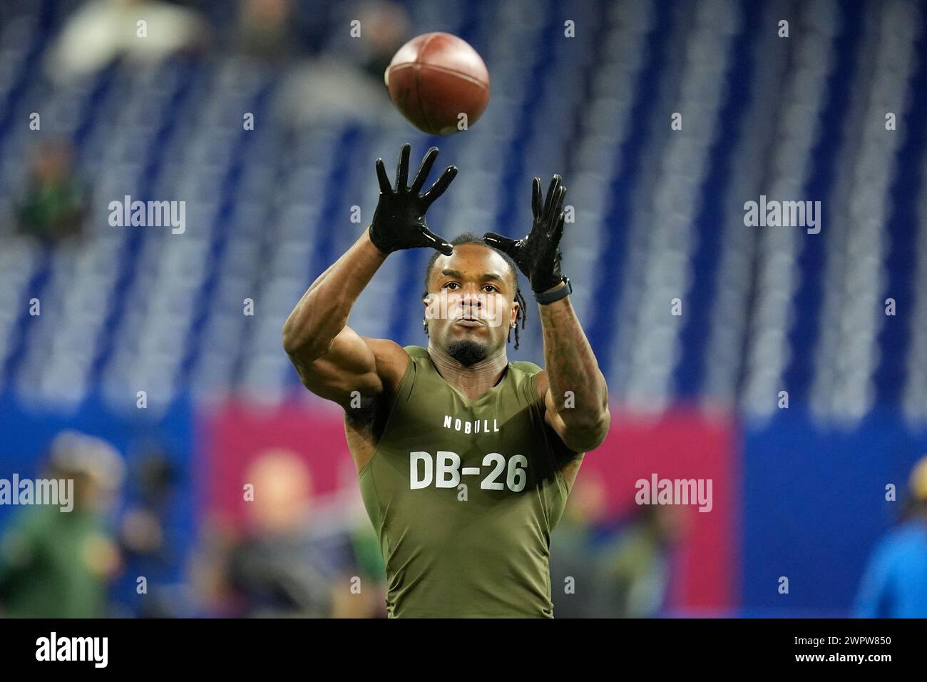 Rutgers defensive back Max Melton runs a drill at the NFL football ...