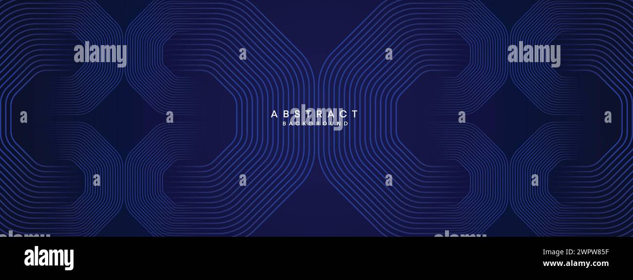 Abstract Dark Navy Blue Waving circles lines Technology banner ...