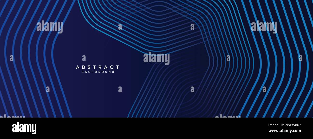 Abstract Dark Navy Blue Waving circles lines Technology banner ...