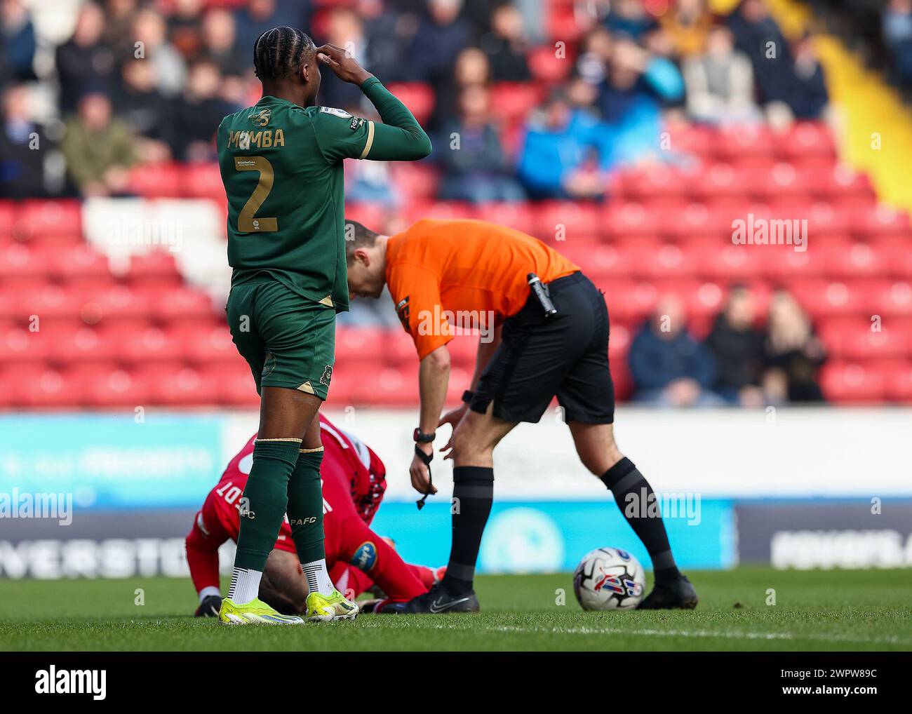 Bali Mumba of Plymouth Argyle looks dejected during the Sky Bet ...