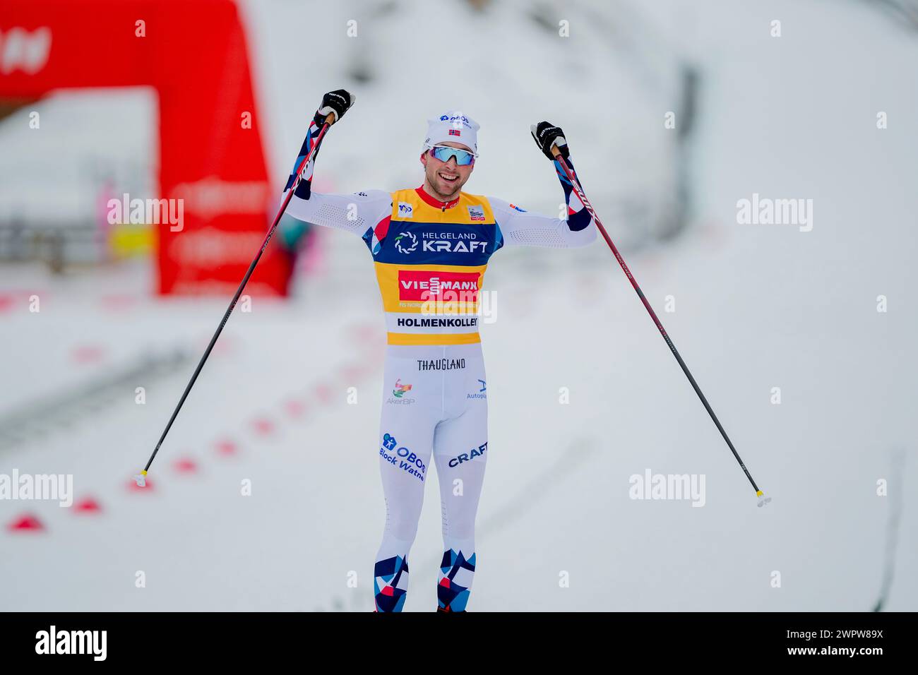 Oslo 20240309.Jarl Magnus Riiber at the finish line after 10 km ...