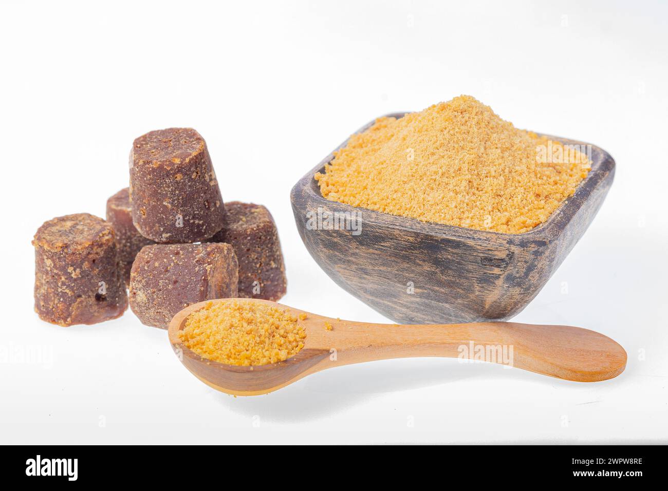 Piloncillo en bar and ground piloncillo, a product of sugar cane Stock ...